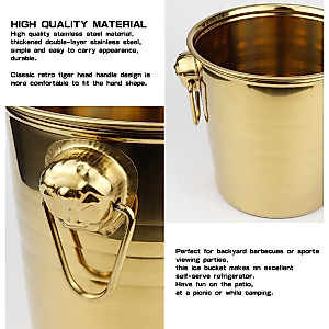 LNQ LUNIQI Metal Ice Buckets 3L Insulated Ice Bucket Stainless Steel Ice Bucket Wine Champagne Bucket Beer Bottles Cooler for Home Restaurant Hotel Catering Party Bar （Golden）