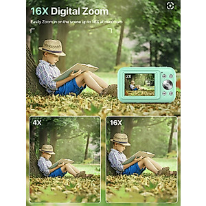 Digital Camera, FHD 1080P Kids Camera with 32GB SD Card 16X Digital Zoom Portable Small Camera, Compact Point and Shoot Camera Mini Digital Camera for Teens Kids Boys Girls Students Seniors - Green