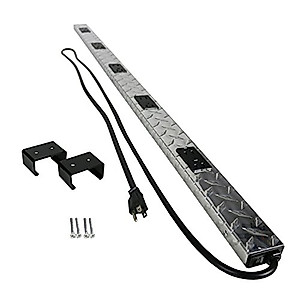 Wiremold Plugmold Tough 10-Outlet Power Strip with Circuit Breaker, Diamond Plate, 4 Feet(PM48TC)