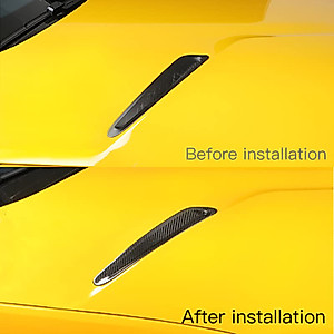 JSWAN Real Carbon Fiber Car Hood Vent Air Flow Intake Body Kits Decoration Panel Cover For GR Supra A90 2019-2023 Air Flow Intake Hood Scoop Bonnet Vent Cover (Bright Black with hole)