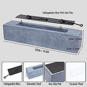 Large Rectangle Tabletop Fire Pit - Portable Bioethanol Fuel Concrete Smokeless Fire Bowl Table Top Firepit - Tabletop Fireplace - Rubbing Alcohol Smores Maker Personal Fireplace for Indoor Outdoor