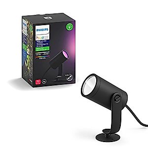 Philips Hue Lily White & Color Outdoor Smart Spot Light Extension (Hue Hub & Power Source Required), 1 Hue White & Color Smart Spot Light + Mount kit, Works with Alexa, HomeKit & Google Assistant