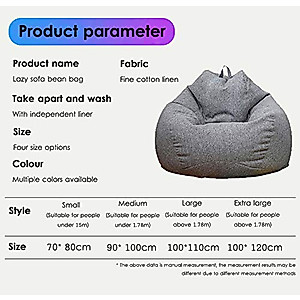 WXFN Lazy Lounger Sofa Cover Living Room Game Armchair for Home Or Garden, Without Filler, with Handle Can Be Lifted Easily,Dark Gray,XL