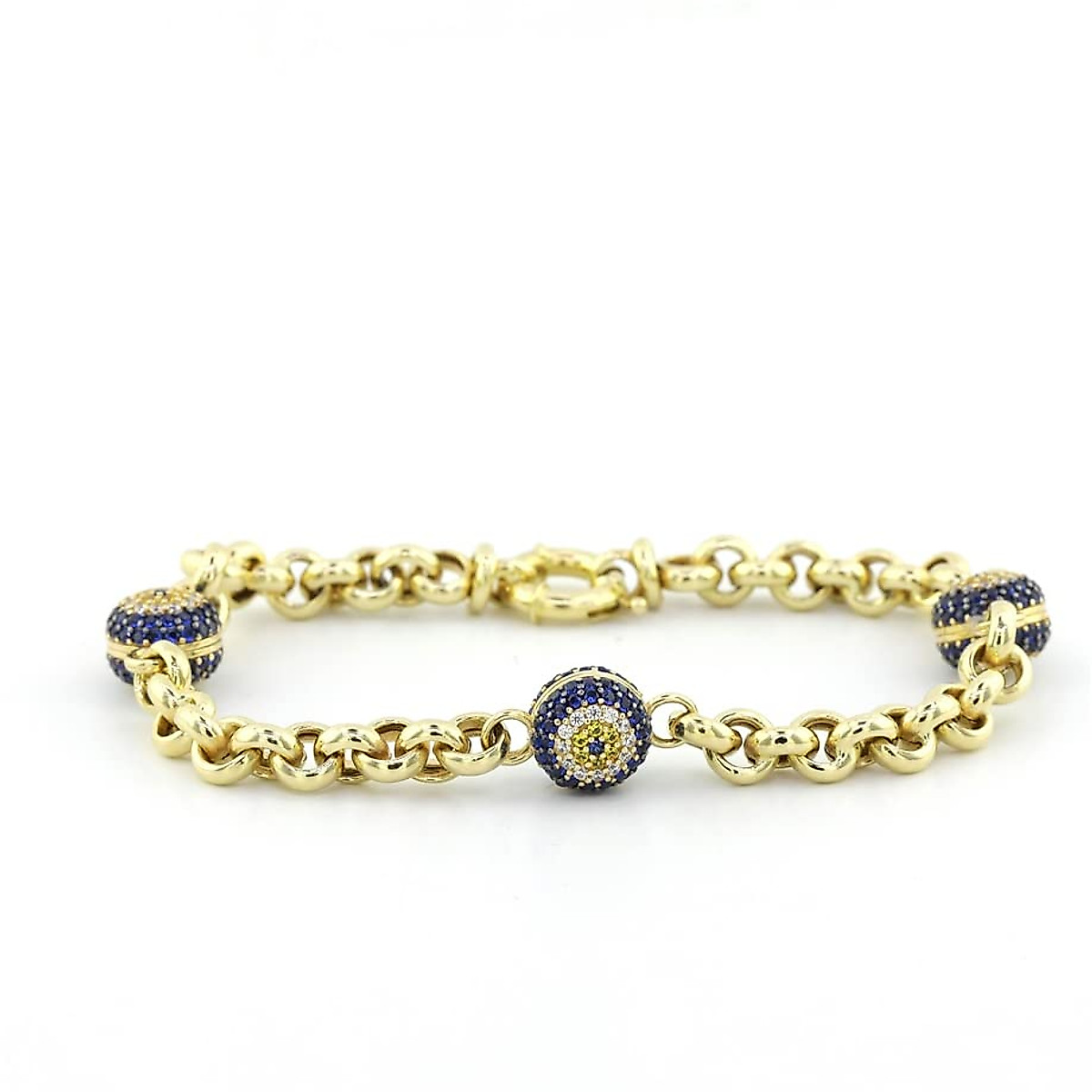 Altınkaynak 14K Gold Yellow Evil Eye Beads Link Bracelet GOLD152025