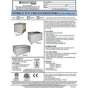 Maxx Cold MXF71F Sliding Glass Top Mobile Ice Cream Display Freezer Equipped with 5 Baskets, White