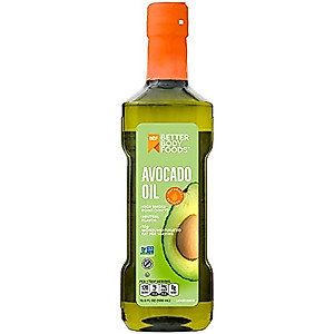 BetterBody Foods Refined Avocado Oil, Non-GMO Cooking Oil, Kosher, Keto and Paleo Diet Friendly, for High-Heat Cooking, Frying, Baking, 100% Pure Avocado Oil, 500 mL, 16.9 Fl Oz