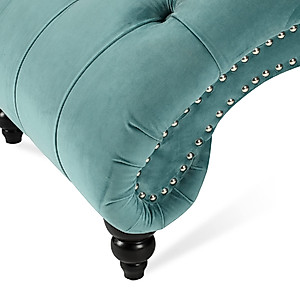 Chaise Lounge Indoor, Lounge Chair with Nailhead Trim for Bedroom, Fabric Tufted Chase Sofa Indoor, Comfortable Home Chaise Longue for Living Room Furniture Lounges(Green)