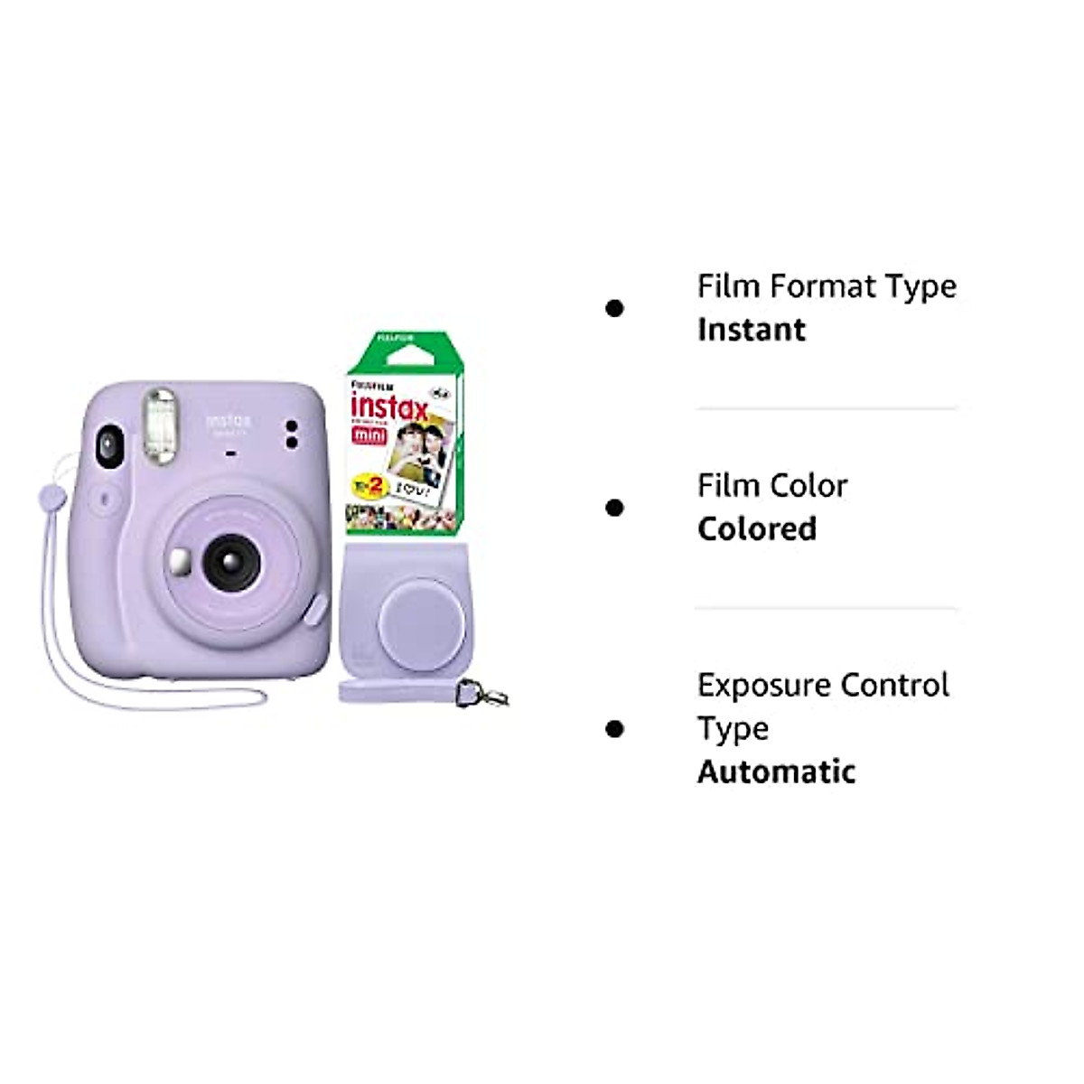 Fujifilm Instax Mini 11 Instant Camera Lilac Purple + Minimate Custom Case + Fuji Instax Film 20 Sheets Twin Pack