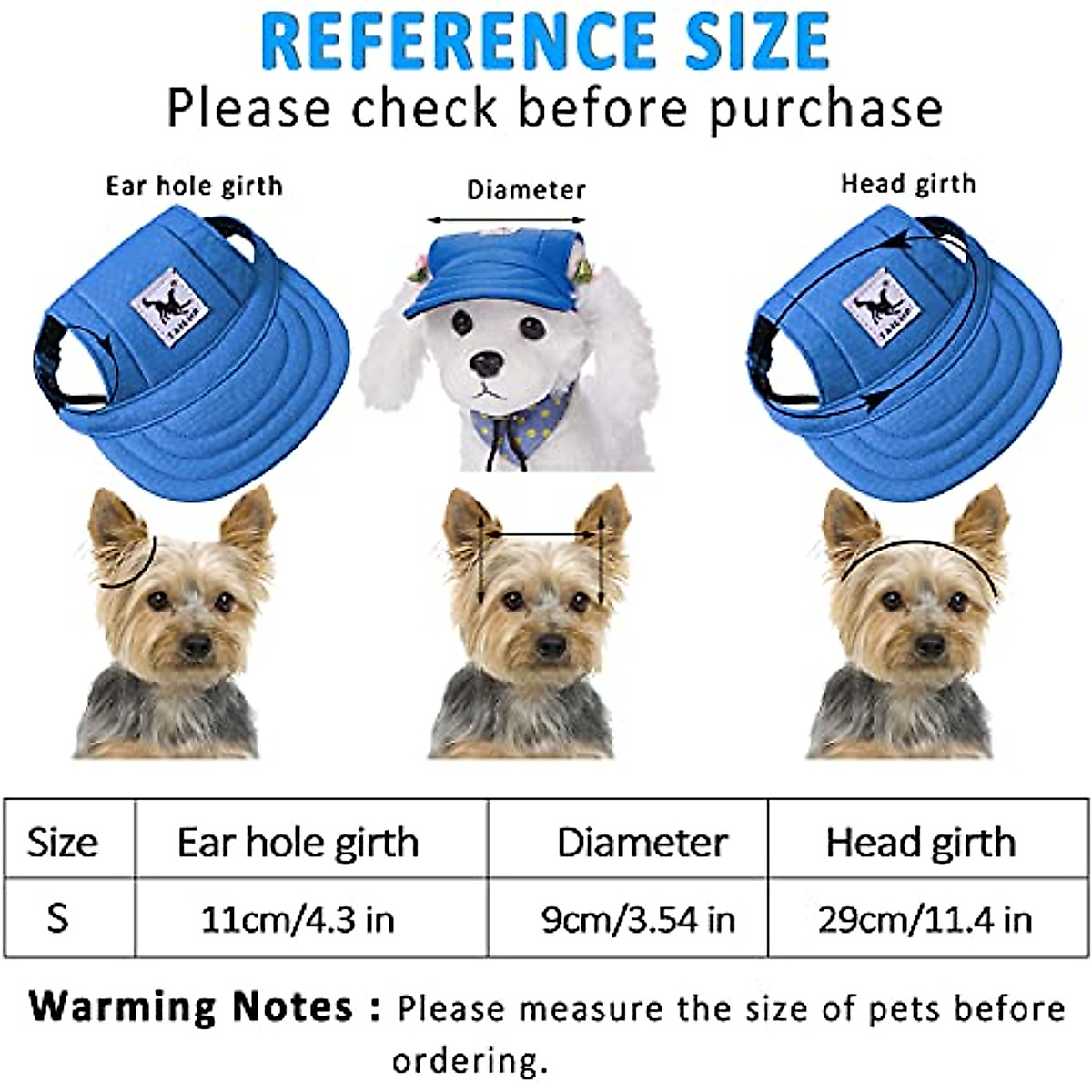 4 Pieces Dog Visor Hats Dog Baseball Hats Pet Sun Protection Hats Outdoor Sports Hats with Ear Holes Pet Baseball Hats with Adjustable Chin Strap for Extra Small Dogs