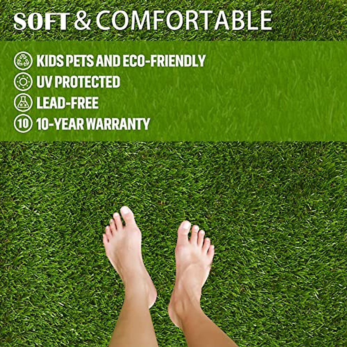 ZGR Artificial Grass Rug 4 FT x 6 FT Fake Faux Grass, Indoor Outdoor Patio Garden Lawn Landscape Synthetic Grass Mat, Realistic Turf, 4-Tone/Soft, with Drainage Holes & Rubber Backing/Many Sizes