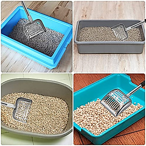 Acalu Cat Litter Scoop,Metal Long Handle Kitty Litter Scooper,Heavy Duty Cats Pooper for Litter Box Pet Poop Shovel 32inch