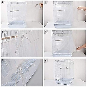 JUTTA Bird Cage Seed Catcher Parrot Cage Mesh Skirt Universal Birdcage Cover Birdseed Nylon Net Guard extra large (Not Include Birdcage) (White)