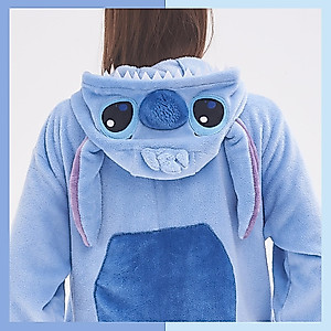 GONAAP Unisex Adult Stitch Onesie Pajamas Animal One Piece Costume Cosplay Sleepwear (Stitch, 9-10Years)
