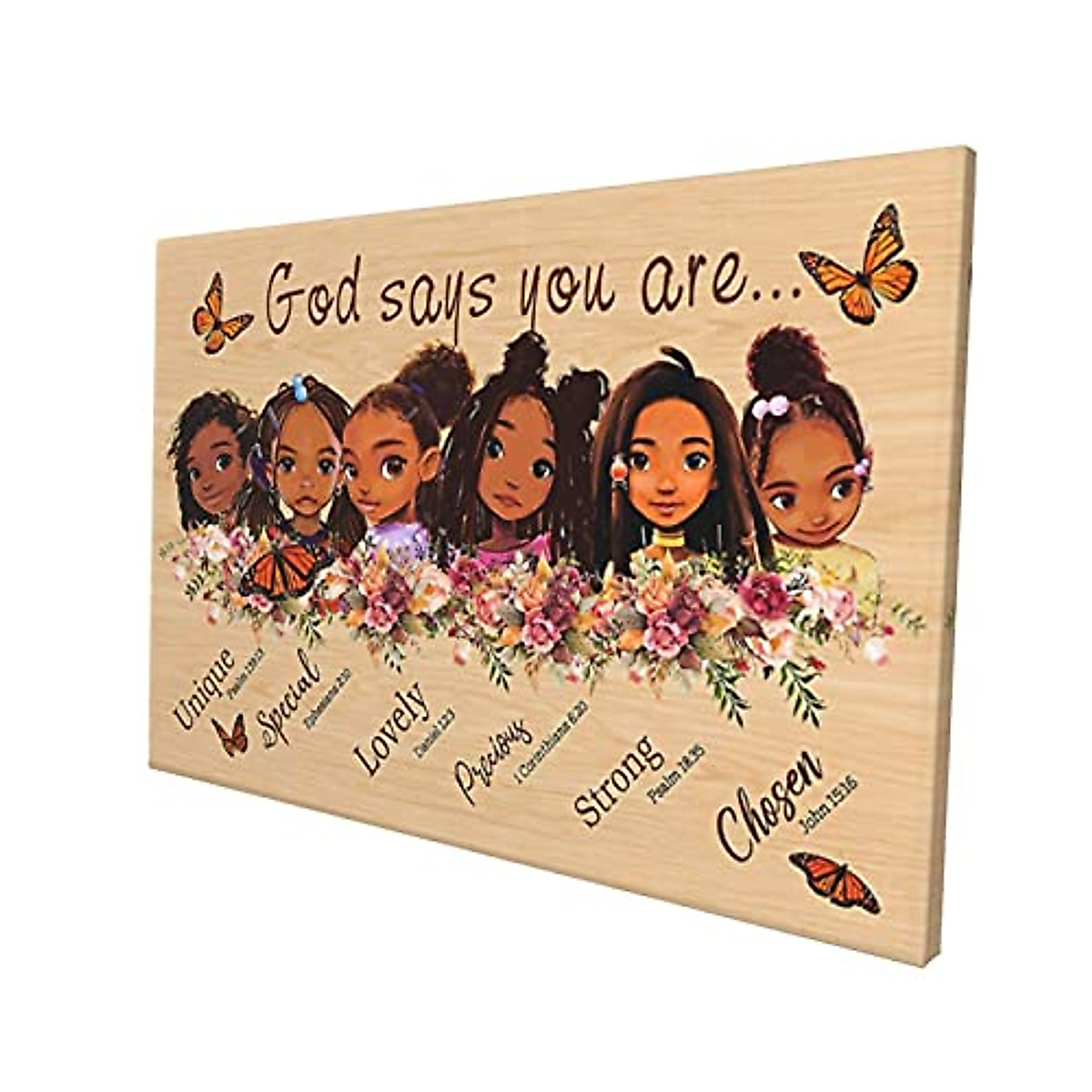 African American Wall Art Black Girl Canvas Wall Art Decor Little Black Girls God Says You Are Canvas Print Pictures Black Kid Art Wall Decor For Living Room Bedroom Bathroom Ready To Hang 12x18 Inch