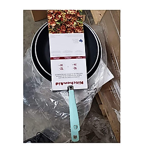 KitchenAid Aluminum Nonstick 10" and 12" Skillets Twin Pack Fry pans, Heavy-Gauge 4.0 Stainless Steel Base Induction Dishwasher Oven Safe, Ice Blue