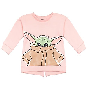 STAR WARS The Mandalorian Baby Yoda Little Girls Pullover Sweatshirt & Pants Pink 7-8