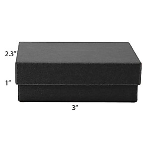 Novel Box® Made in USA Jewelry Gift Box in Black Kraft with Removable Cotton Pad 3X2.3X1 (Pack of 20) + Custom NB Pouch