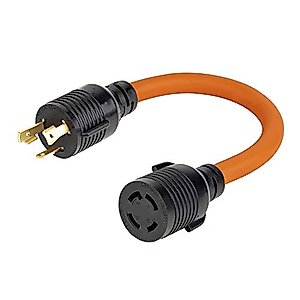 1.5FT Nema L5-30P to L14-30R Adapter Cable, 30-Amp L5-30 Male Generator Male to L14-30 Transfer Switch 4-Prong Female Adapter STW 10AWG, 30A Generator 3-Prong to 30A 4-Prong