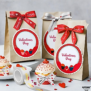 Grosgrain, Wired Valentine Ribbon Bundle - 30 Yards | Red Ribbon for Valentines Day Ribbon Wired | Valentines Ribbon for Boxes | Valentine Day Ribbons for Crafts | Red Heart Ribbon for Gift Wrapping