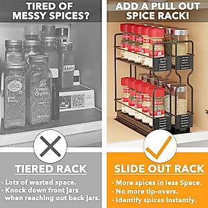 SpaceAid Pull Out Spice Rack Organizer for Cabinet, 2 Drawers 2-Tier, 3 Drawers 2-Tier