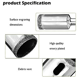 1 Inches Diamond Hole Saw Bit Hollow Core Drill Bits 1/2 Inch Shank Hollow Core Hole Saws Masonry Drilling Tools for Glass Stone Ceramic Porcelain Tiles Marble Quartz Granite Bottles DIY (25mm)