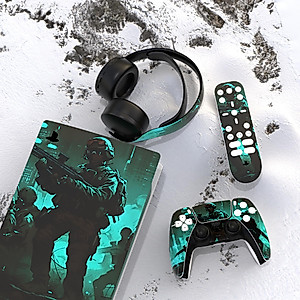 PlayVital Fearlessness Full Set Skin Decal for ps5 Console Digital Edition, Sticker Vinyl Decal Cover for ps5 Controller & Charging Station & Headset & Media Remote