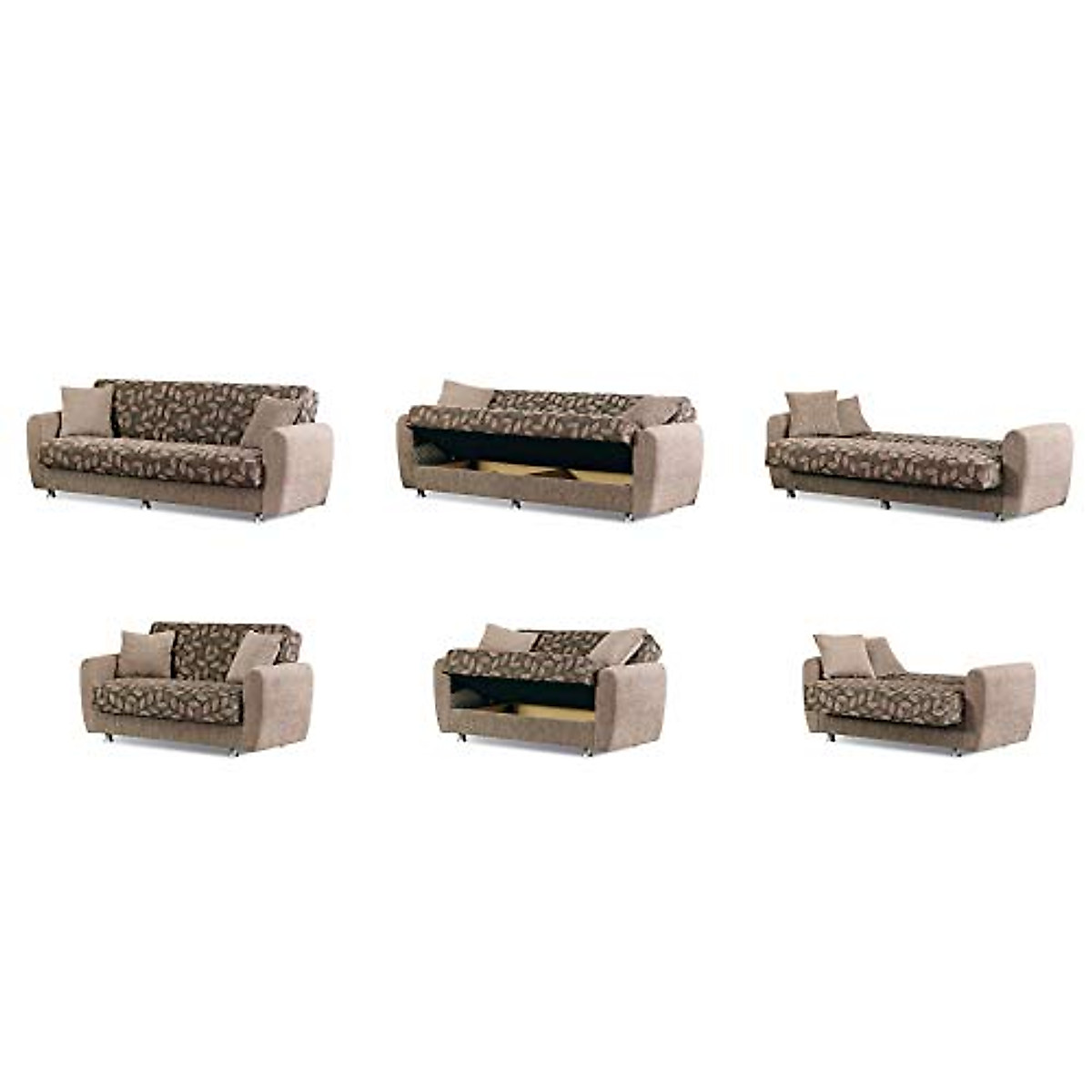 BEYAN Chestnut 2016 Collection Living Room Convertible Storage Loveseat with Storage Space, Includes 2 Pillows, Dark Brown