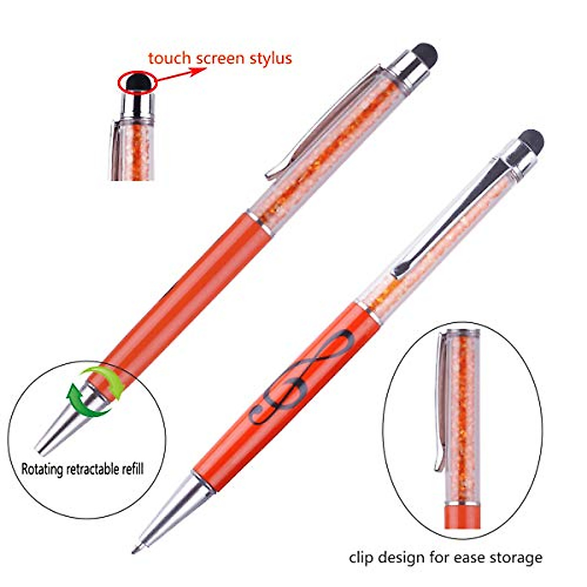 Stylus Pen Crystal Ballpoint Pens Capacitive Diamond Writing Pens Music Note Ball Point Fit All Touch Screens Device (Stylus Ballpoint)