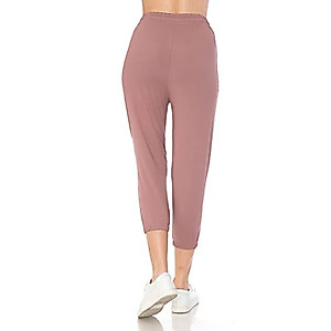 Leggings Depot Womens Relaxed fit Jogger Pants - Track Cuff Sweatpants with Pockets, Capri-Mauve, X-Large