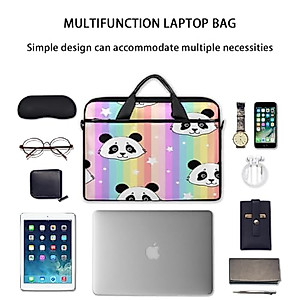 Cute Panda Rainbow Laptop Computer Bag Waterproof Shoulder Messenger Bag 13-15 inch Durable Laptop Tote Bag with Shoulder Strap Handle Lightweight Crossbody Briefcase
