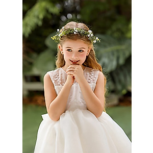 DreamLily White Baby‘s Breath Flower Crown Eucalyptus Crown Bride Bridesmaid Headpiece Boho Hair Wreath DFS18 (eucalyptus white)