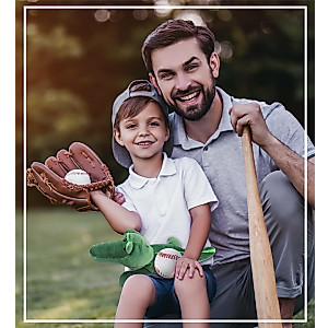 DolliBu Alligator Stuffed Animal with Baseball Plush - Soft Huggable Alligator, Adorable Playtime Plush Toy, Super Soft Plush Doll Animal Toy for Kids and Adults - 6 Inch