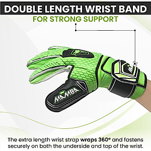 MAMBA Goalkeeper Gloves for Youth & Adult - Premium Quality Latex Palm & Back Hand; Finger Spine Protection & Double Layer Wristband. Goalie Gloves for Men, Women, Boys & Girls (5)