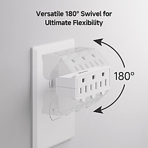 [UL Listed] Cable Matters 2-Pack 3 Outlet Grounded 180 Degree Swivel Wall Tap in White (Swivel Outlet, 3 Plug Outlet Adapter, Multi Plug Outlet, Outlet Extender)