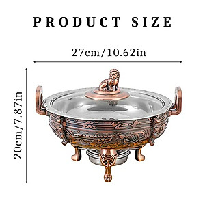 2/4 Pack Chafing Dishes & Food Warmers, Round Chafer Catering Buffet Server Set with Food Pan and Fuel Holders, for Kitchen Party Dining Buffet (Red Bronze),4 Pack