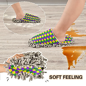 FLildon Microfiber Cleaning Slippers Mardi Gras Scales Washable Mop Shoes Slipper for Men/Women House Floor Dust Cleaner, Size L