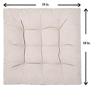 FABRICASTLE Outdoor Chair Cushions Patio Cushion Premium Comfortable Thick Fill Tufted 19" x 19" Floor Wicker Seat Pads, 2 Count (Cream, 2)