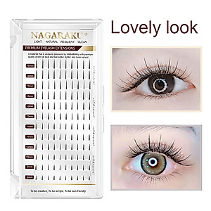 NAGARAKU Spikes Eyelash Extensions Wispy Lash 0.07mm D curl 8-15mm Mix Tray Premade Fan Matte Black Individual Ellipse Supplies Spikes Fans