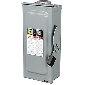 Square D - D322NRB General Duty Safety Switch, Gray, Small, Fusible, 60-Amp, 240V, 3-Pole, 15 HP, Outdoor, W/Neutral