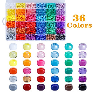 Quefe 3850pcs Pony Beads Kit, 3060pcs Rainbow Opaque Beads and 790pcs Letter Beads, 36 Colors 10 Pendants and 3 Rolls Crystal String for Bracelets Jewelry Necklace Making Crafts