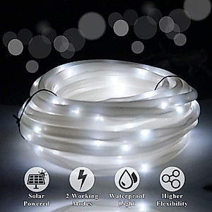 Ntsevsun Solar Rope Lights Outdoor, Waterproof 50 LED Solar String Light, Decoration Light for Outdoor,Garden,Gate,Patio,Yard,Lawn,Home,Wedding,Christmas Party (White) Pack of 2