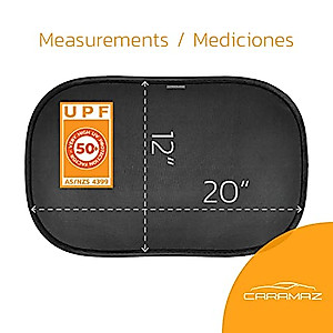 CARAMAZ Car Window Shade for Baby with Certified UV-Protection 2 Pack - 20"x12"