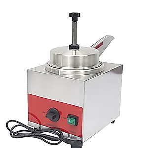 Nacho Cheese Warmer with Heated Spout and Pump Electric Hot Fudge Dispenser Caramel Butter Sauce Warmer 3.5 Quart Capacity Commerical (Silver(110V))