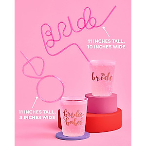 xo, Fetti Bachelorette Party XL Pink Bride + Diamond Ring Straw Set - 8 Pieces | Bridal Shower + Party Decorations | Bride to Be Gift