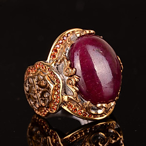 Genuine Real Natural Ruby Gemstone Ring, King Ring, 925 Sterling Silver Ring