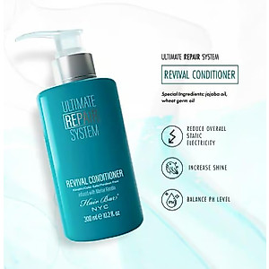 HAIR BAR NYC Ultimate Repair System Revival Conditioner | Hair Treatment for dry damaged hair | Deep conditioner for dry damaged hair | Keratin/Color Safe INFUSED WITH MARINE KERATIN (300ml 10.2fl.oz)
