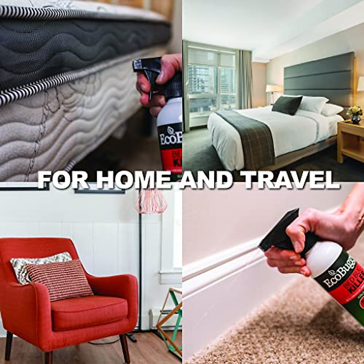 EcoBuggy Bed Bug Killer, 100% Plant-Based Natural Spray with HTR Technology, 16 Oz.