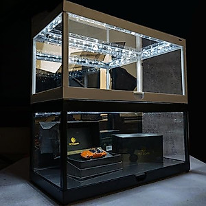 White Collectible Display Show Case Illumicase+ with LED Lights & Mirror Base & Back for 1/64 1/43 1/32 1/24 1/18 Scale Models by Illumibox MJ7710 MW