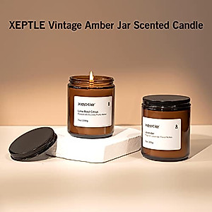 Scented Candles Gifts Set for Women 2 * 7.0 oz Aroma Candles Sets for Home Scented Over 100H Burning Amber Retro Jar Candle Ideal as A Congratulatory Gift-Lime Basil Citrus & Lavender