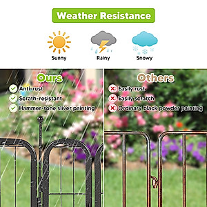 TMEE Garden Fence 16 Panels 36ft×32in Decorative Garden Metal Fence with 2 Gates Outdoor Landscape Animal Barrier Dog Pet Fencing for Yard Patio, Black